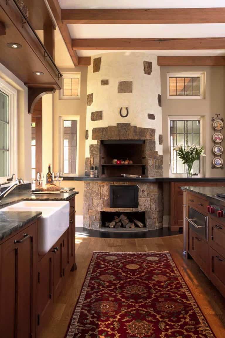 25 Fabulous Kitchens Showcasing Warm And Cozy Fireplaces