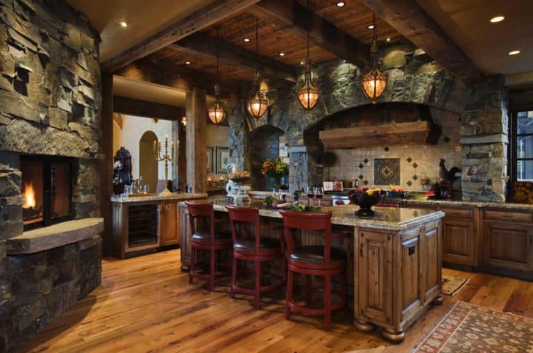 25 Fabulous Kitchens Showcasing Warm And Cozy Fireplaces