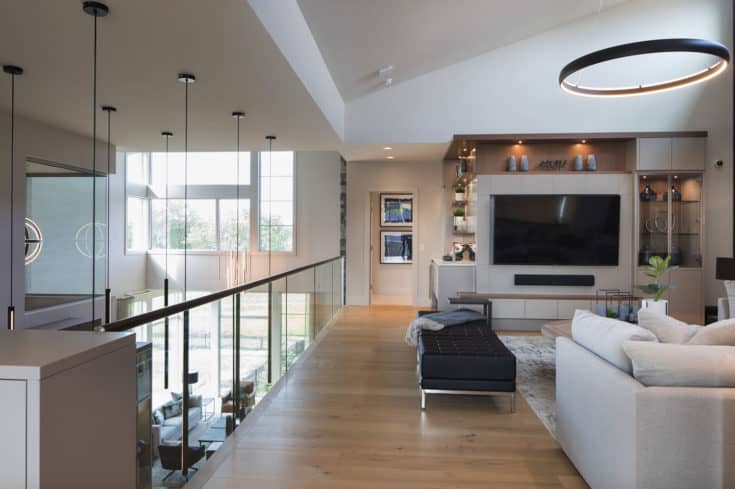 Tour this warm contemporary Calgary home with inspiring Bow River views