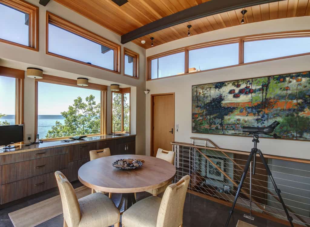 Modern treetop home boasts mesmerizing views over Lake Michigan