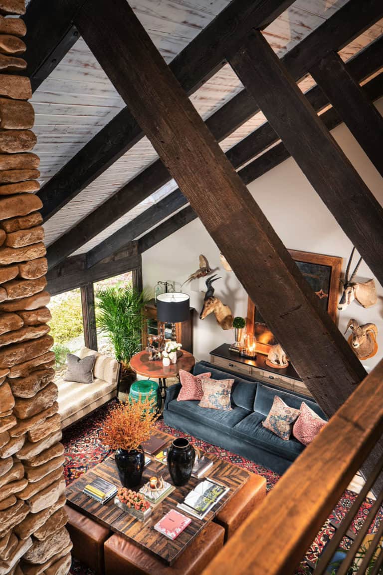 Inside a cozy modern rustic home in Missouri’s peaceful woodlands