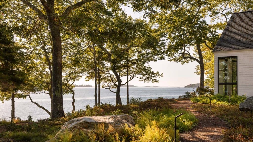 This idyllic New England cottage offers stunning Damariscotta River views
