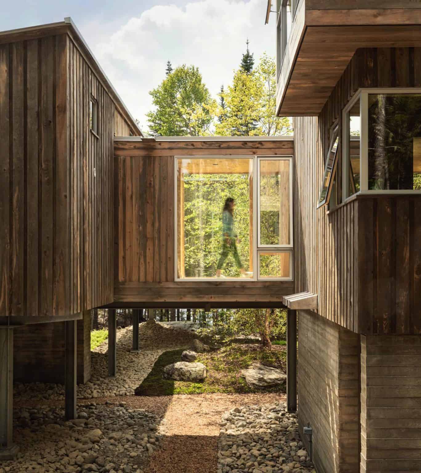 Cabin retreat designed with a rustic camp feel in coastal Maine
