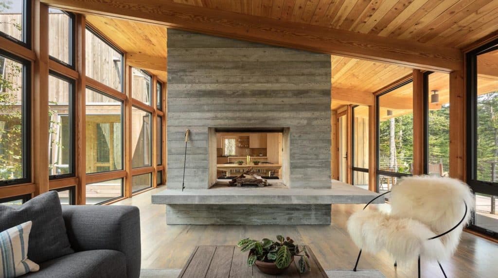 Cabin retreat designed with a rustic camp feel in coastal Maine