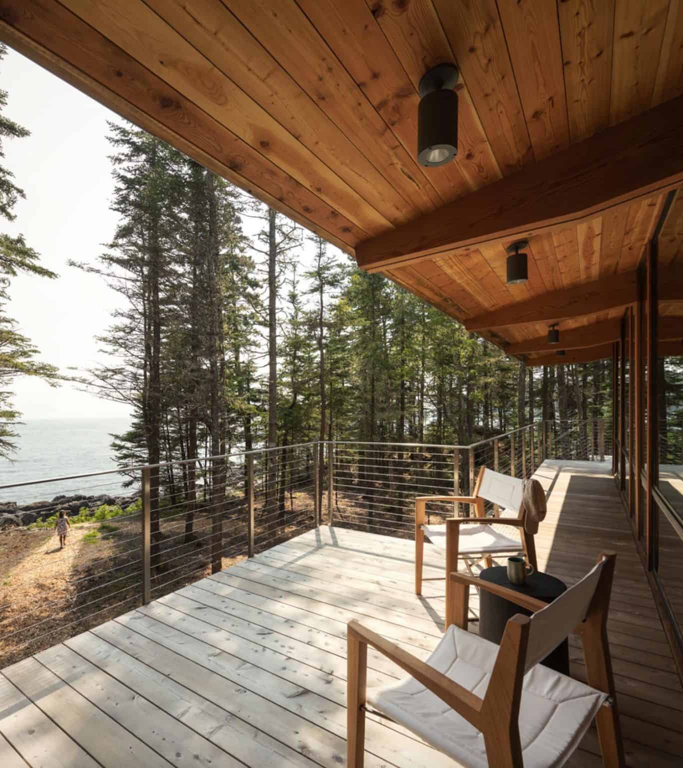 Cabin retreat designed with a rustic camp feel in coastal Maine