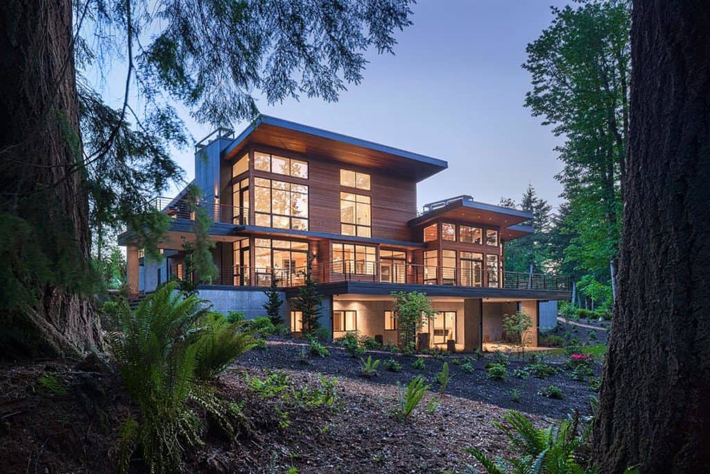 Take a peek inside this amazing pavilion home in the Washington woods