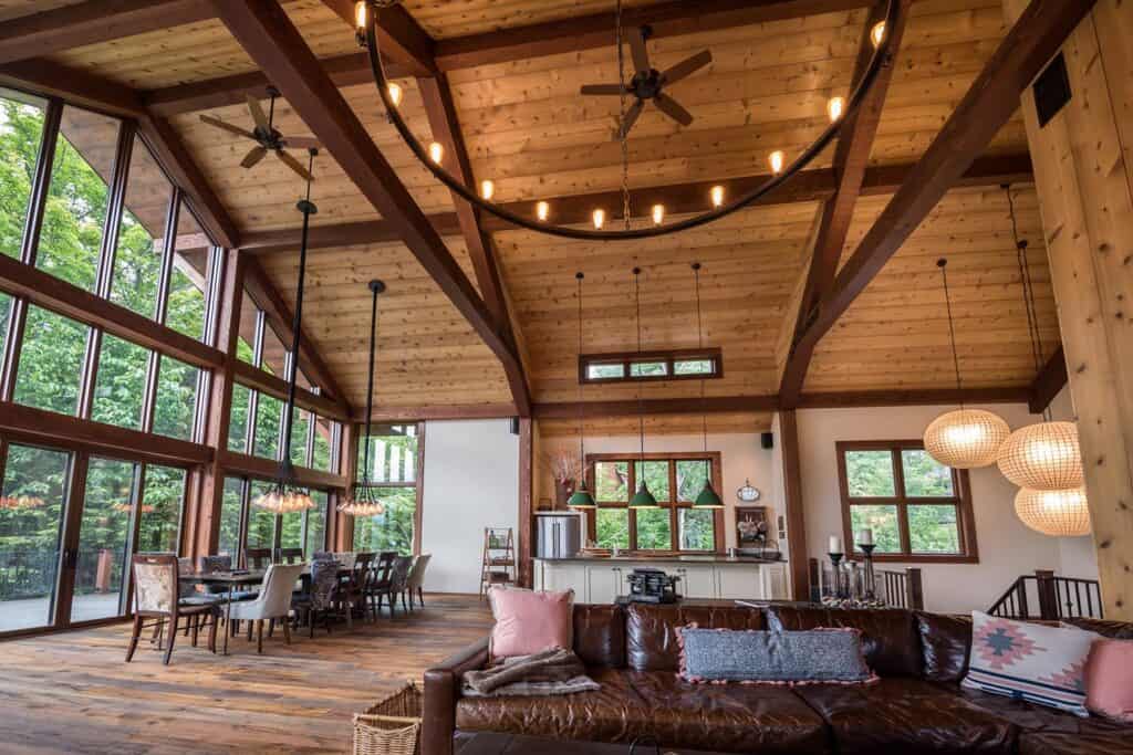 This cozy ski home tucked into the Catskill Mountains is a winter dream