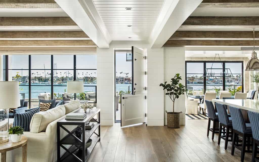 Step inside a luxurious bayfront home with coastal charm in Newport Beach