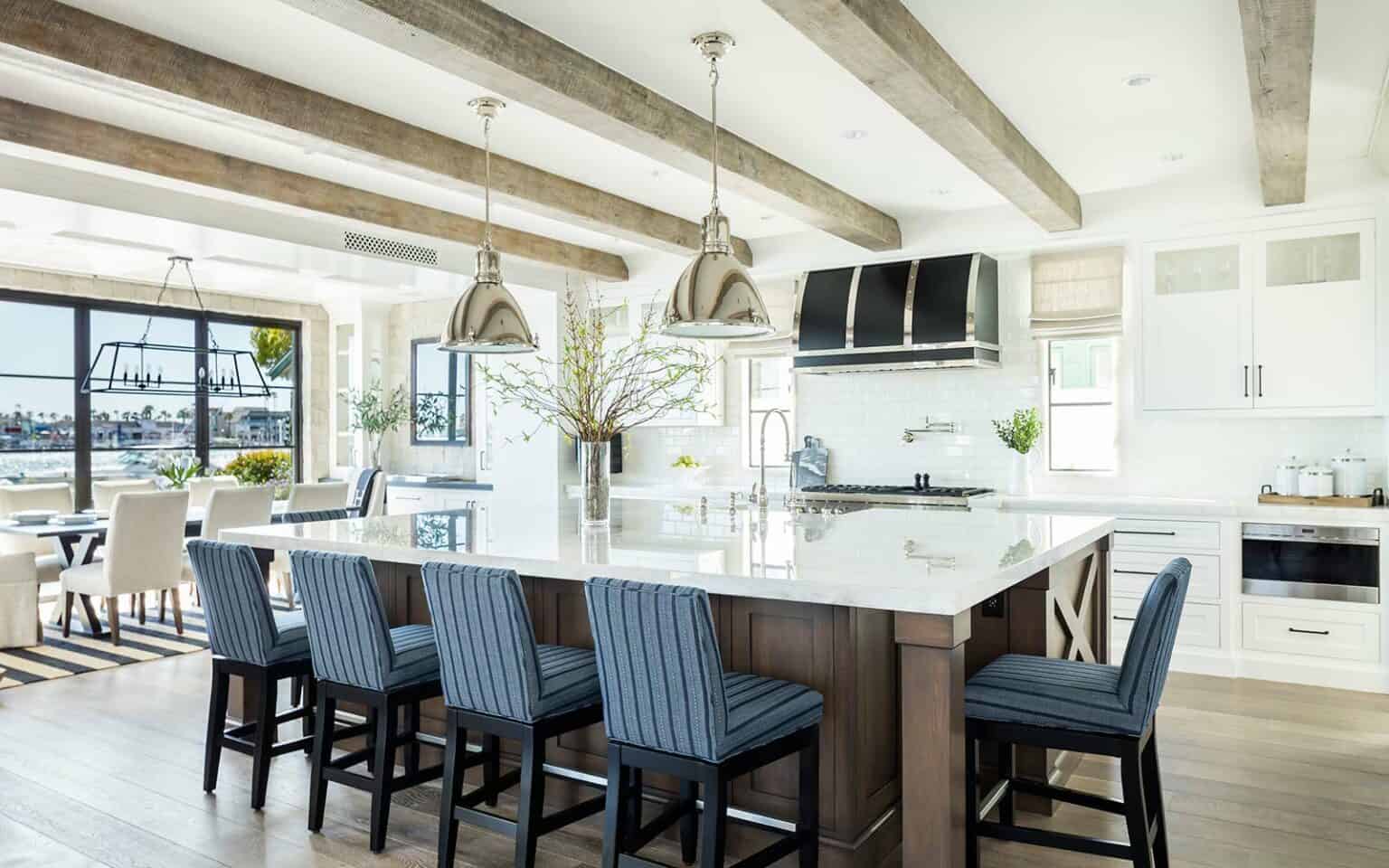 Step inside a luxurious bayfront home with coastal charm in Newport Beach