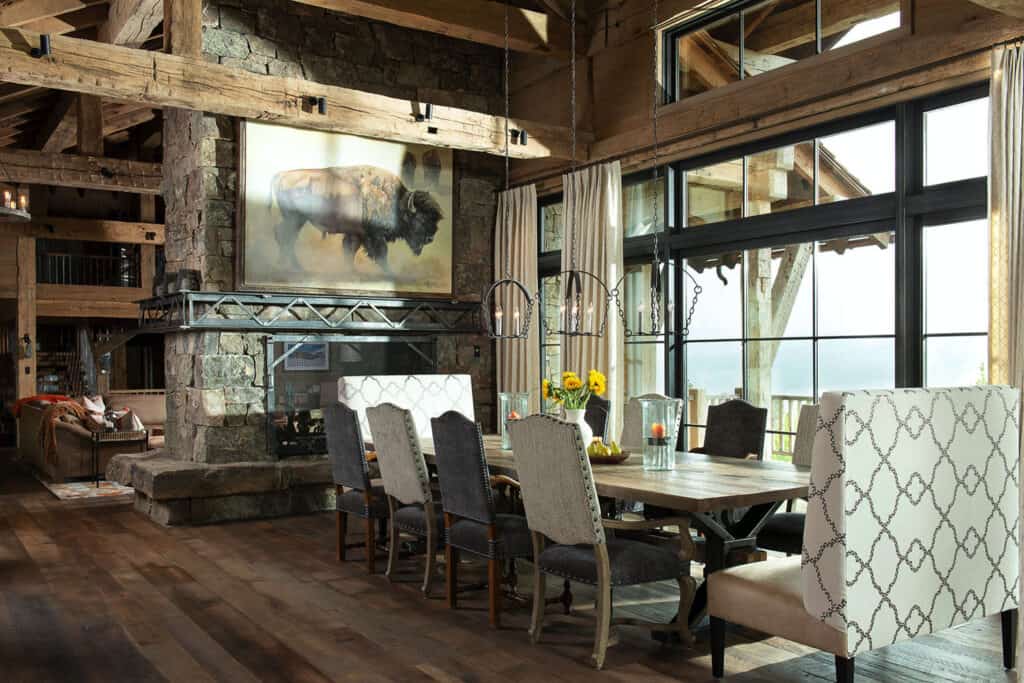 Tour this gorgeous rustic home overlooking the Gallatin Mountain Range
