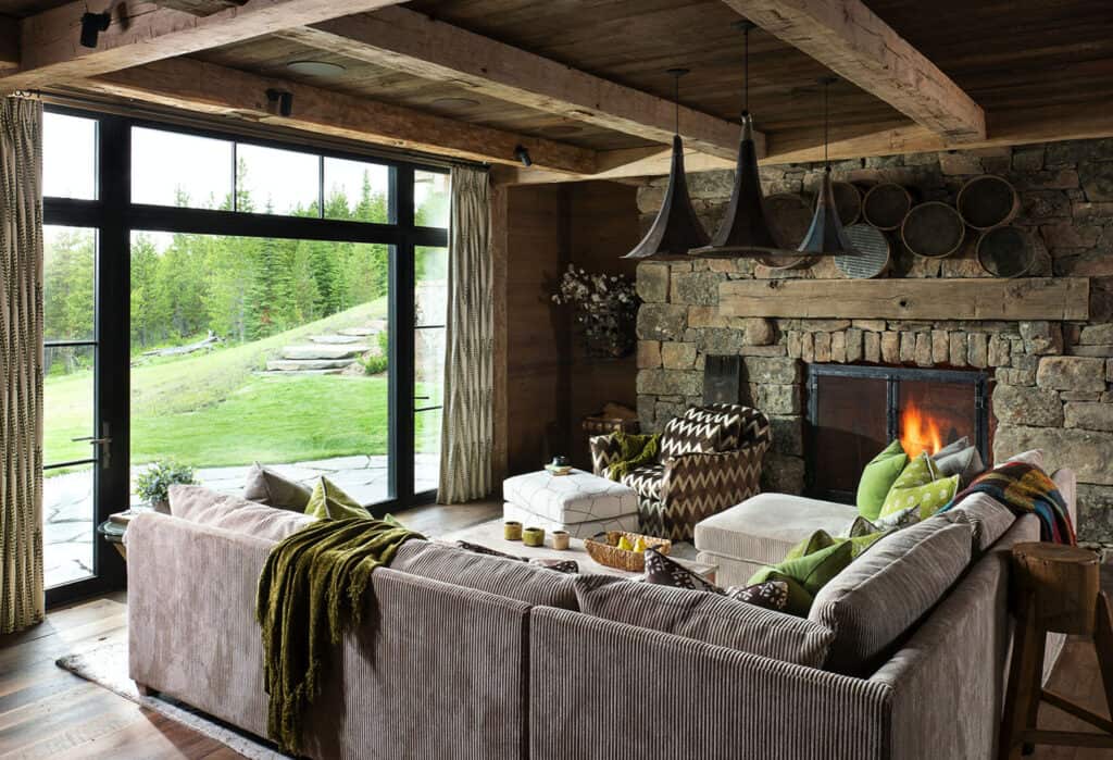 Tour this gorgeous rustic home overlooking the Gallatin Mountain Range