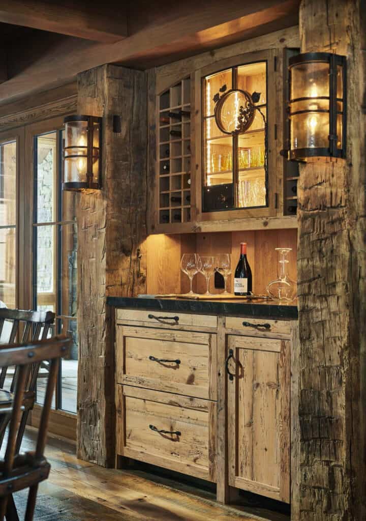 Handcrafted family home in Vermont with a backdrop of snowy peaks