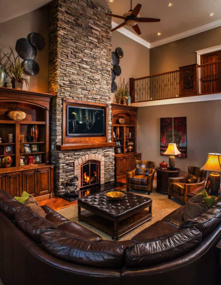 18 Outstanding Rustic Living Room Ideas That Have Cozy Fireplaces