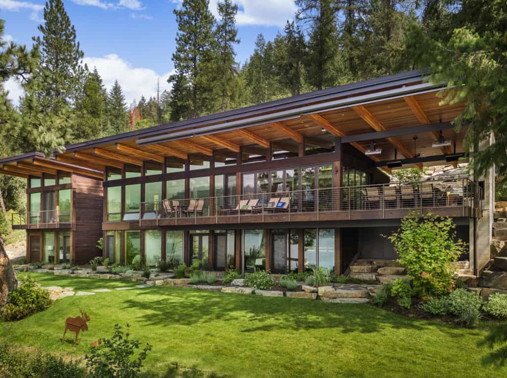 This gorgeous lake house welcomes nature inside on Coeur D’Alene Lake