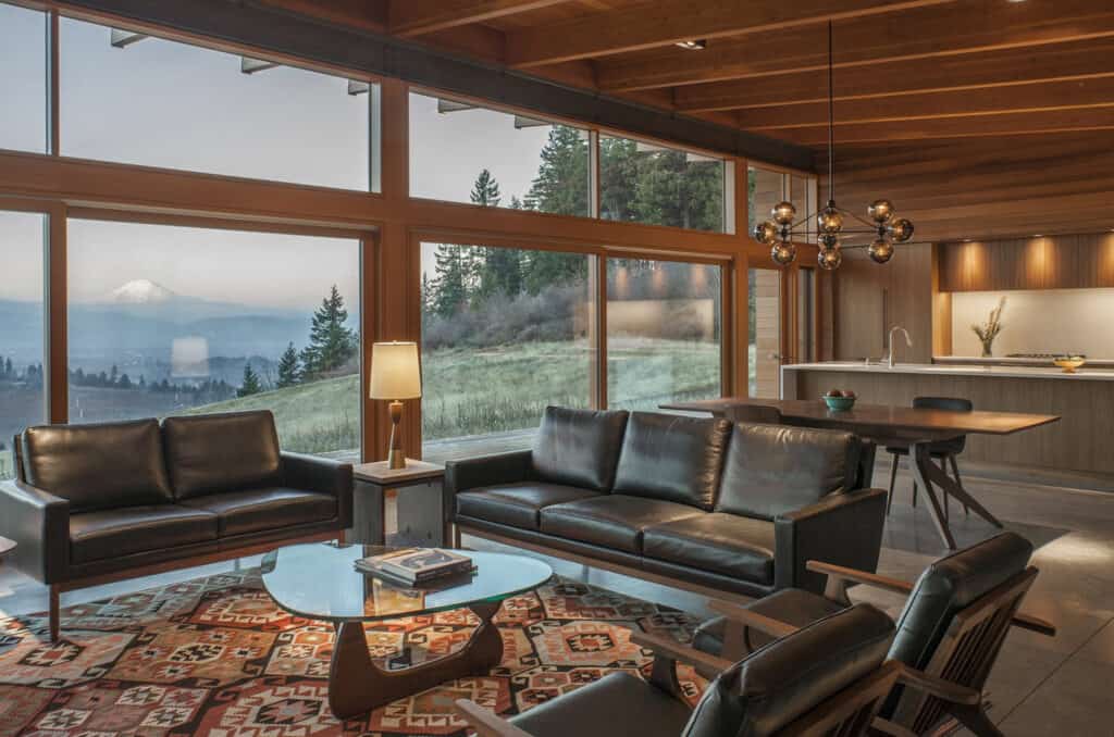 A beautiful Oregon home offers breathtaking views over Hood River Valley
