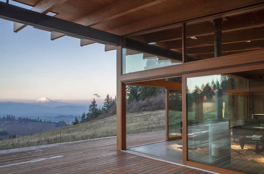 A beautiful Oregon home offers breathtaking views over Hood River Valley