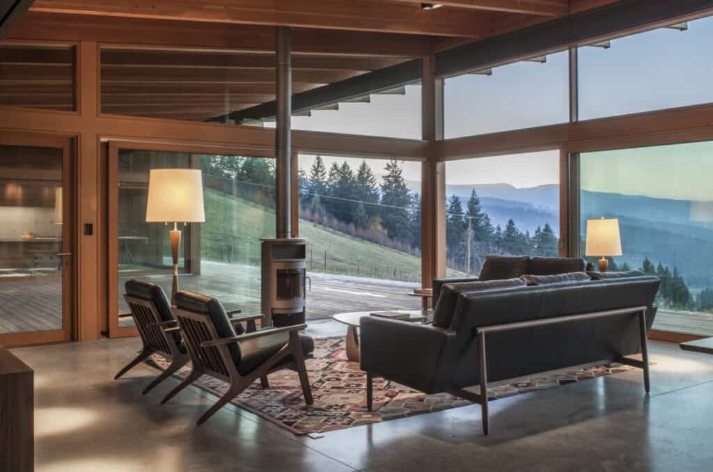 A beautiful Oregon home offers breathtaking views over Hood River Valley