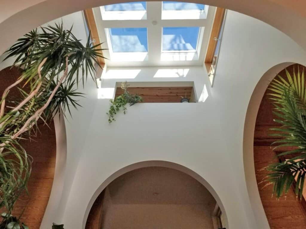 Step inside an inviting atrium house with a boho vibe in North Carolina