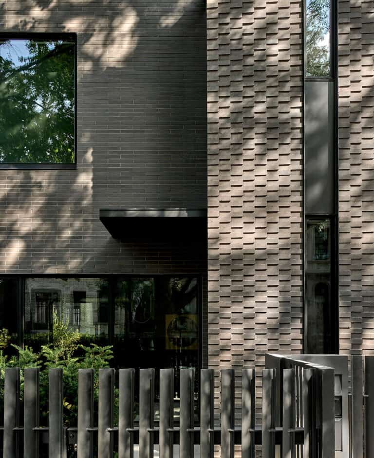 Sleek design details in this spectacular modern brick house in Chicago