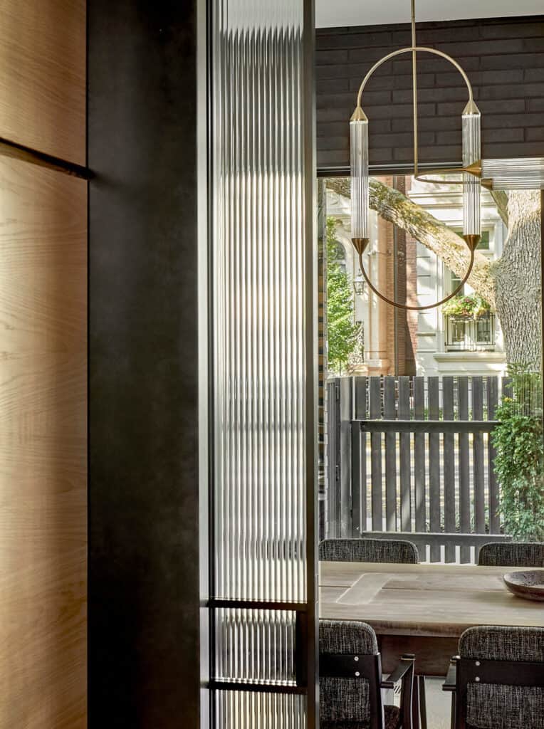 Sleek design details in this spectacular modern brick house in Chicago