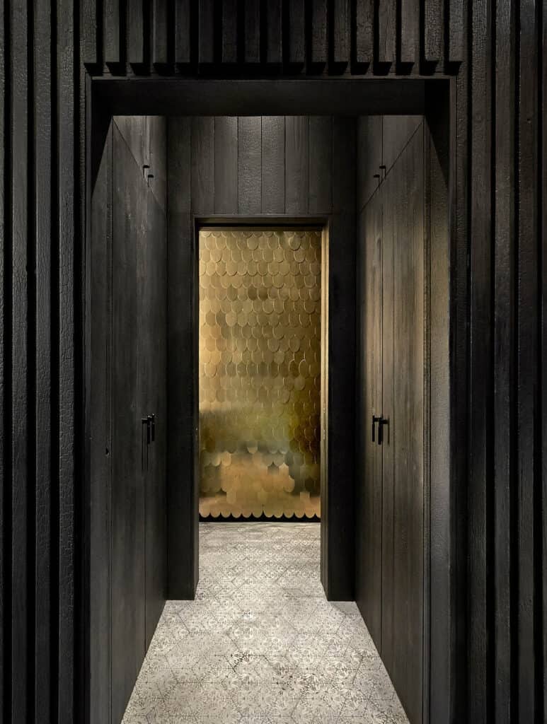 Sleek design details in this spectacular modern brick house in Chicago