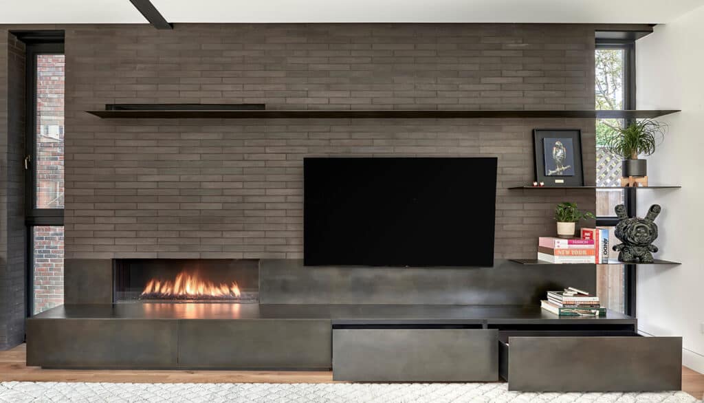 Sleek design details in this spectacular modern brick house in Chicago
