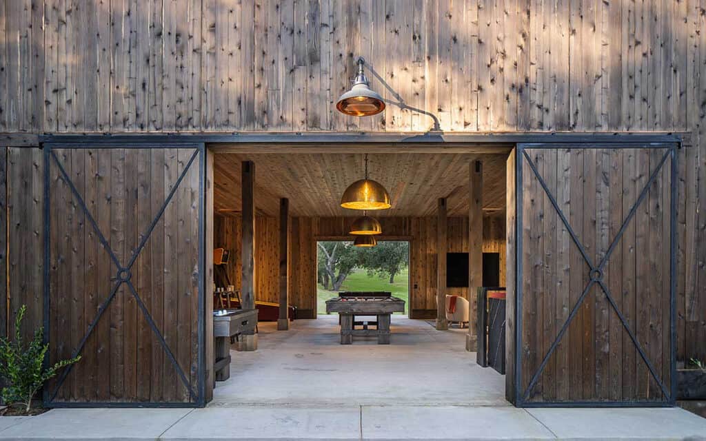 Step inside this fabulous modern entertainment barn in Santa Ynez Valley