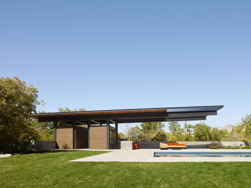 A modern pavilion house with astounding views of the Wasatch Mountains
