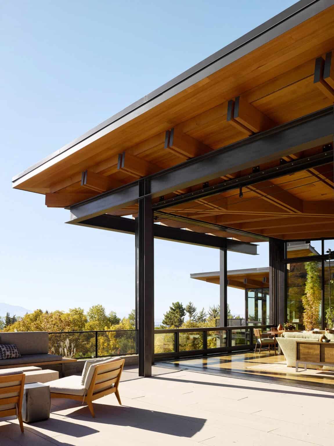 A modern pavilion house with astounding views of the Wasatch Mountains