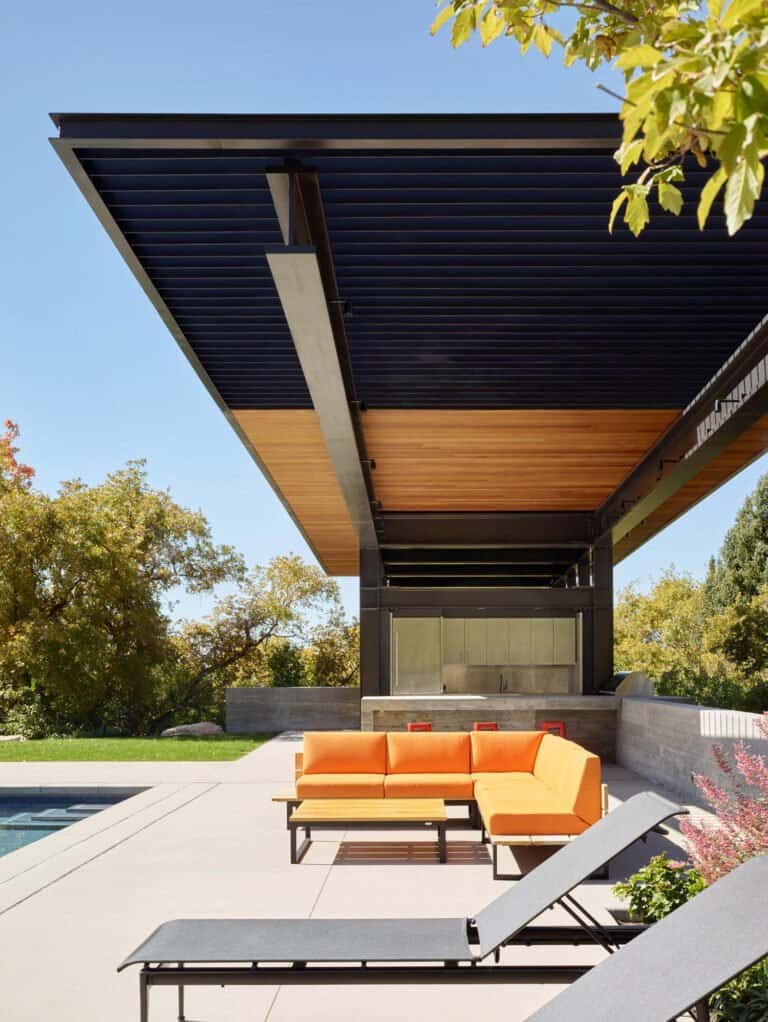A modern pavilion house with astounding views of the Wasatch Mountains