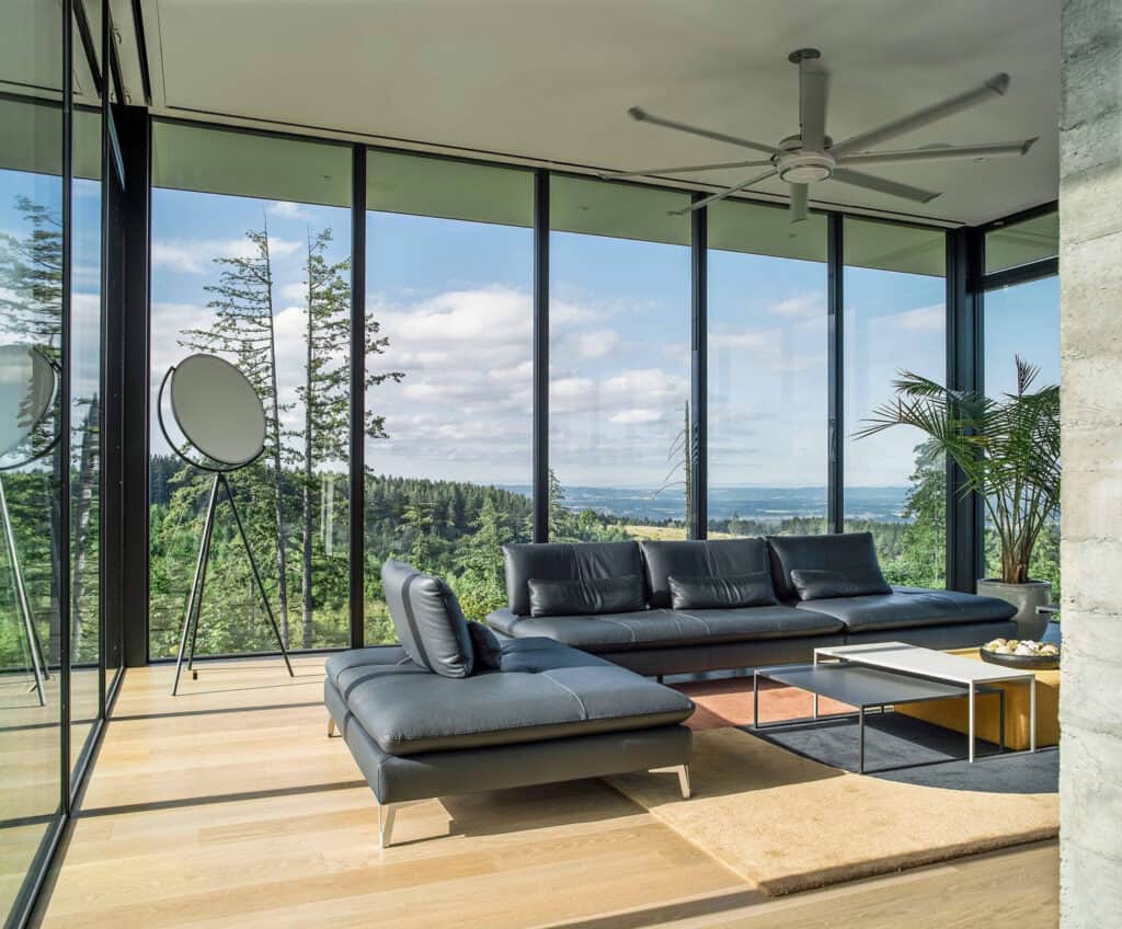 This amazing modern house cantilevers over Oregon wine country