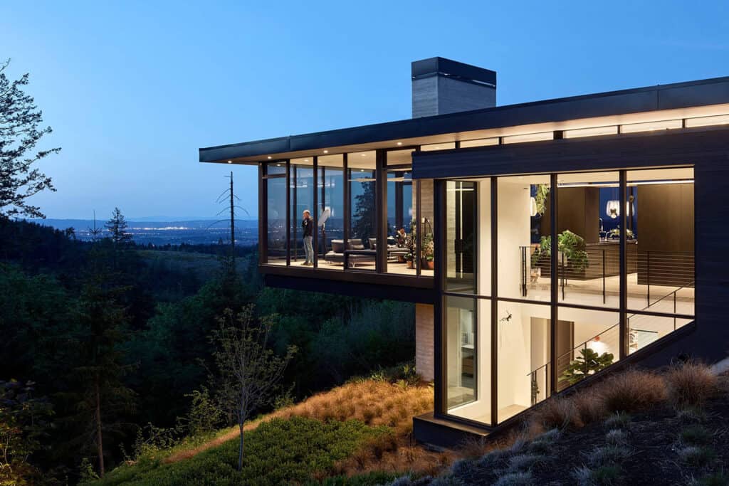This amazing modern house cantilevers over Oregon wine country