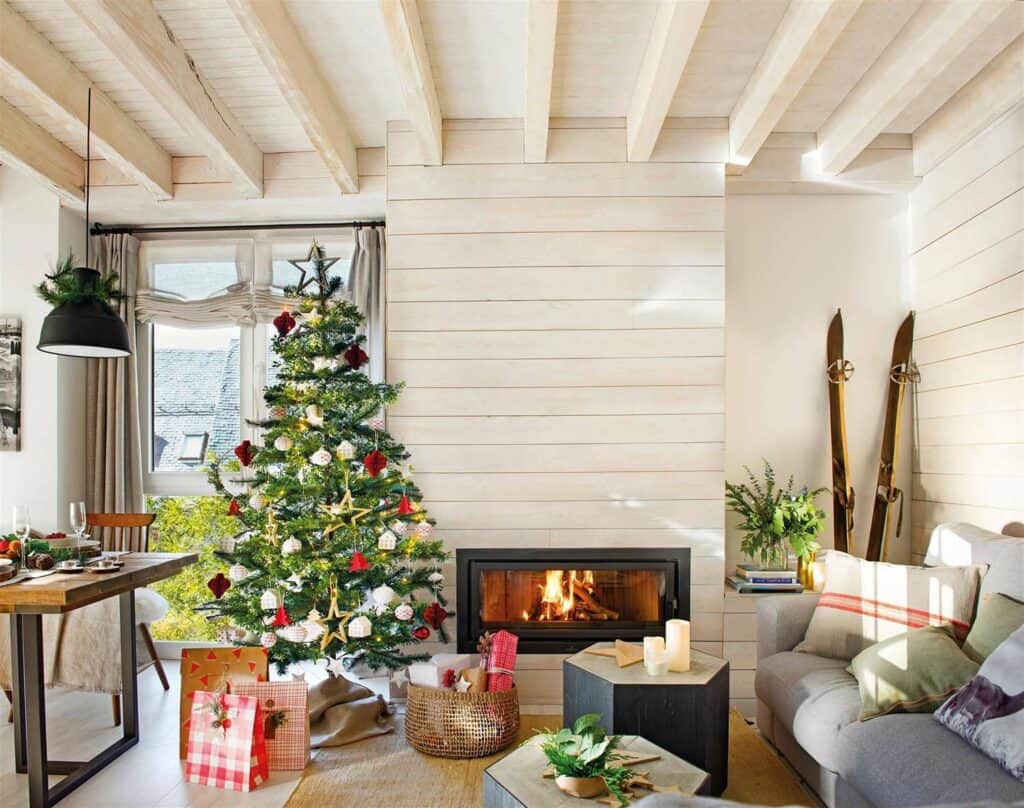 Step into a cozy cabin decorated for Christmas in the Pyrenees Mountains