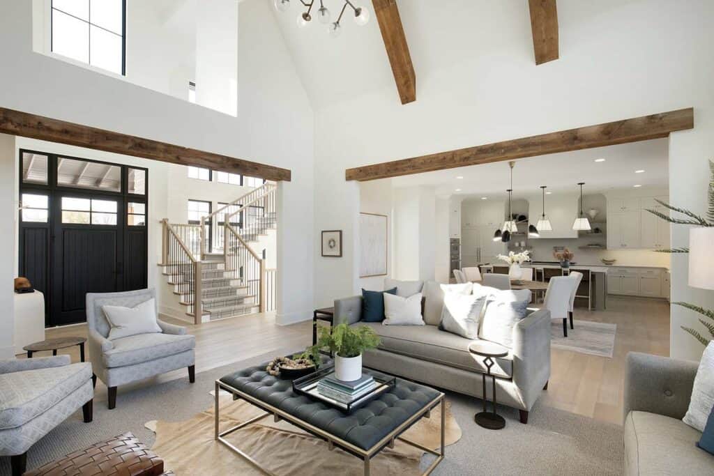 A transitional style farmhouse in Minnesota with irresistible living spaces