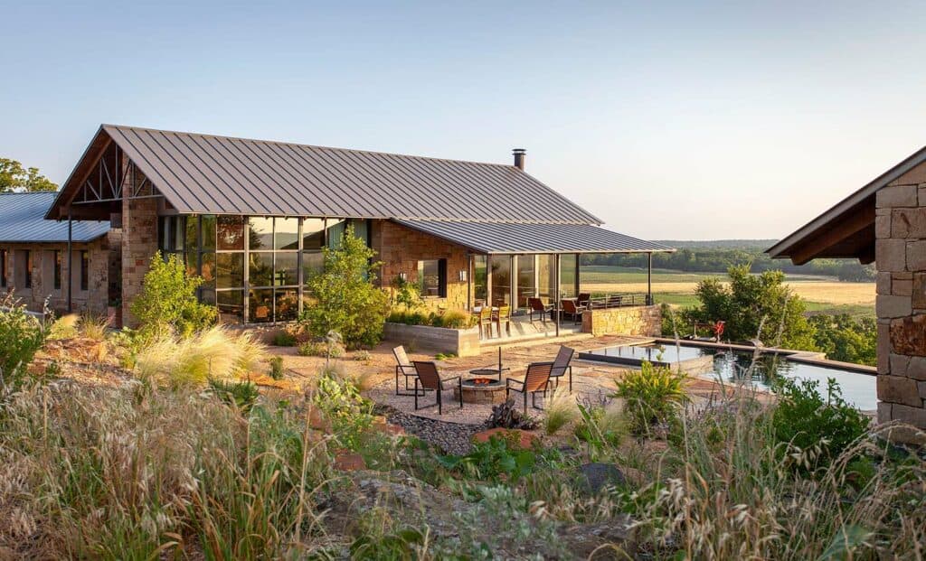 A stunning ranch house merges with the rugged terrain of remote West Texas