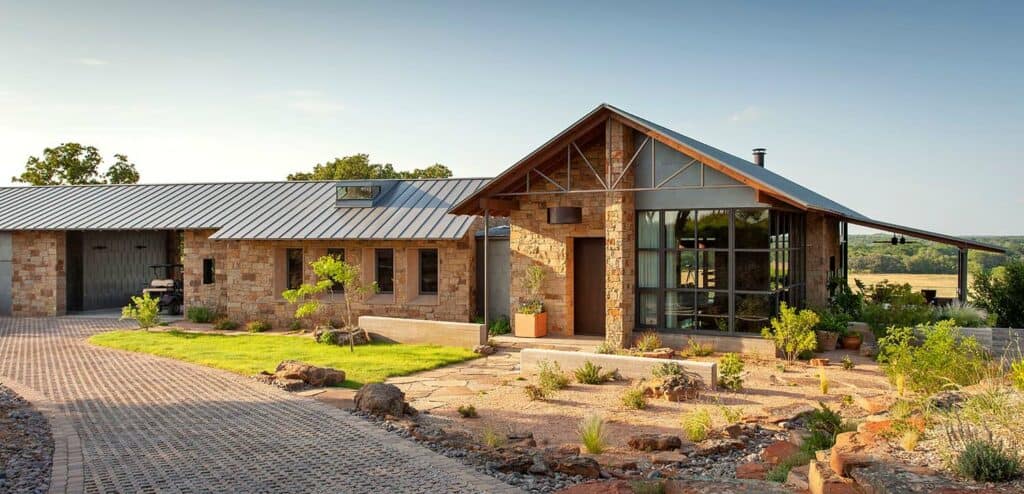 A stunning ranch house merges with the rugged terrain of remote West Texas