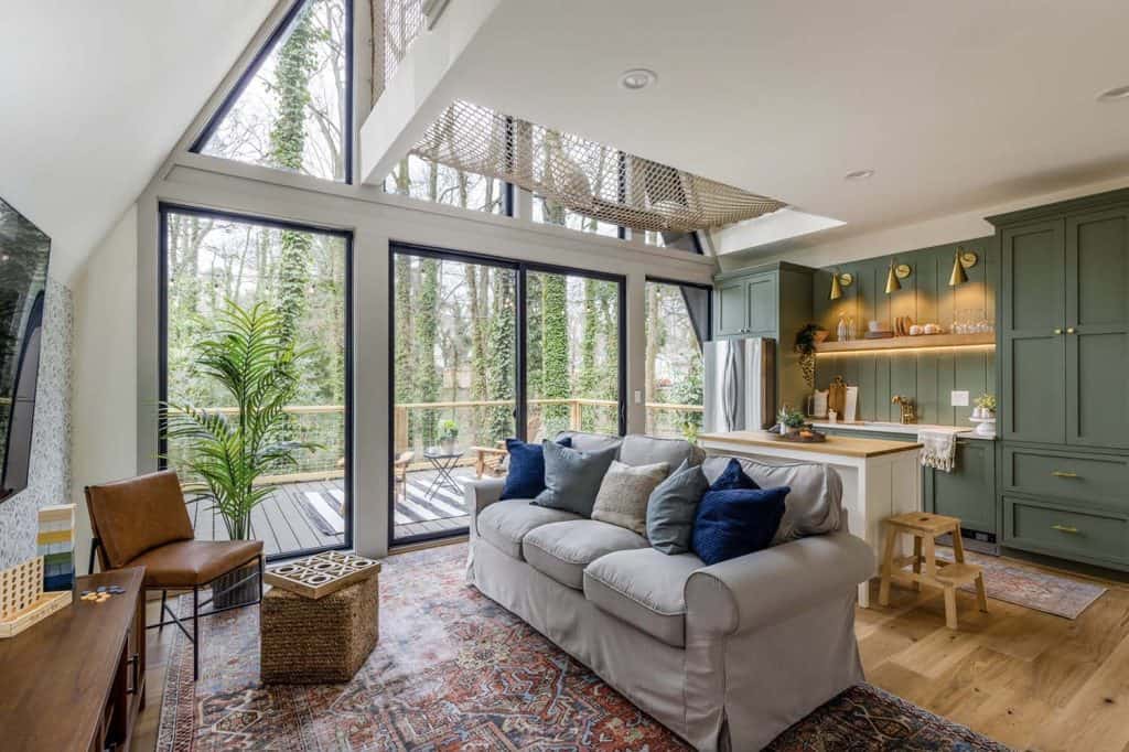 A Scandinavian inspired A-frame cabin in the woods of South Carolina