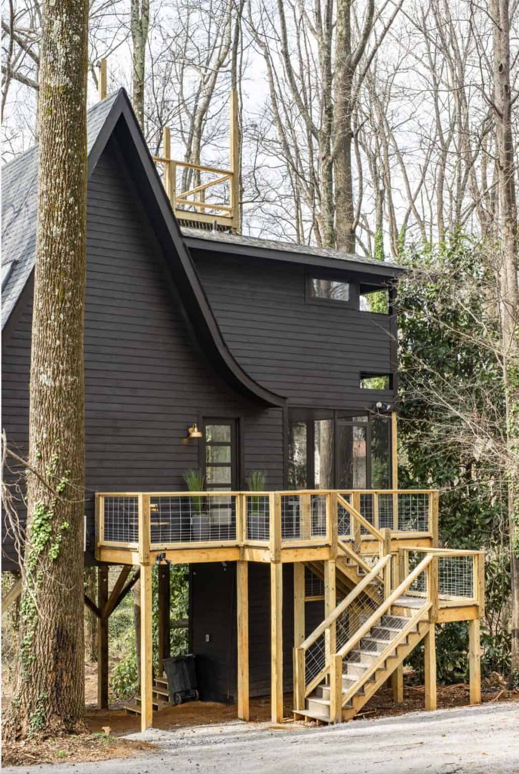 A Scandinavian inspired A-frame cabin in the woods of South Carolina