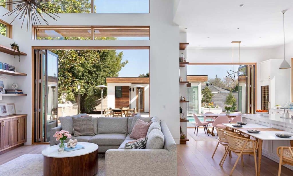 This light-filled modern home in Palo Alto has a cool backyard office