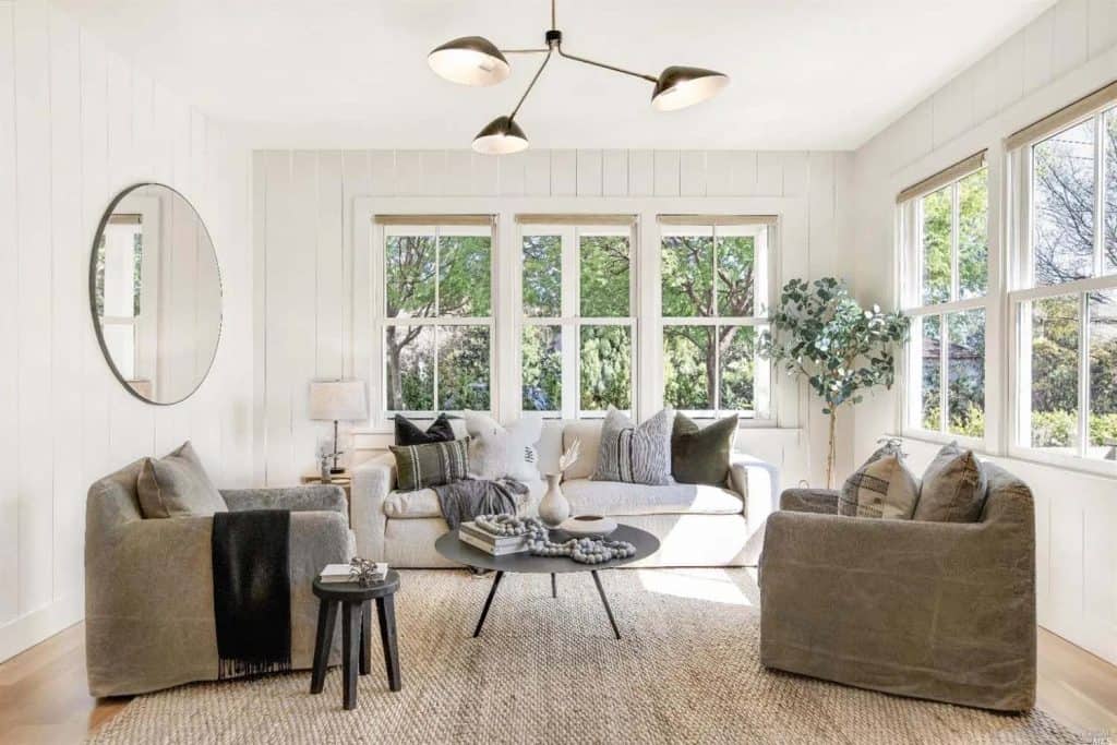 Step inside this bright and airy modern farmhouse home in Mill Valley