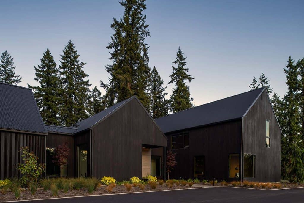 This Shou Sugi Ban house beautifully blends into Washington’s woodlands