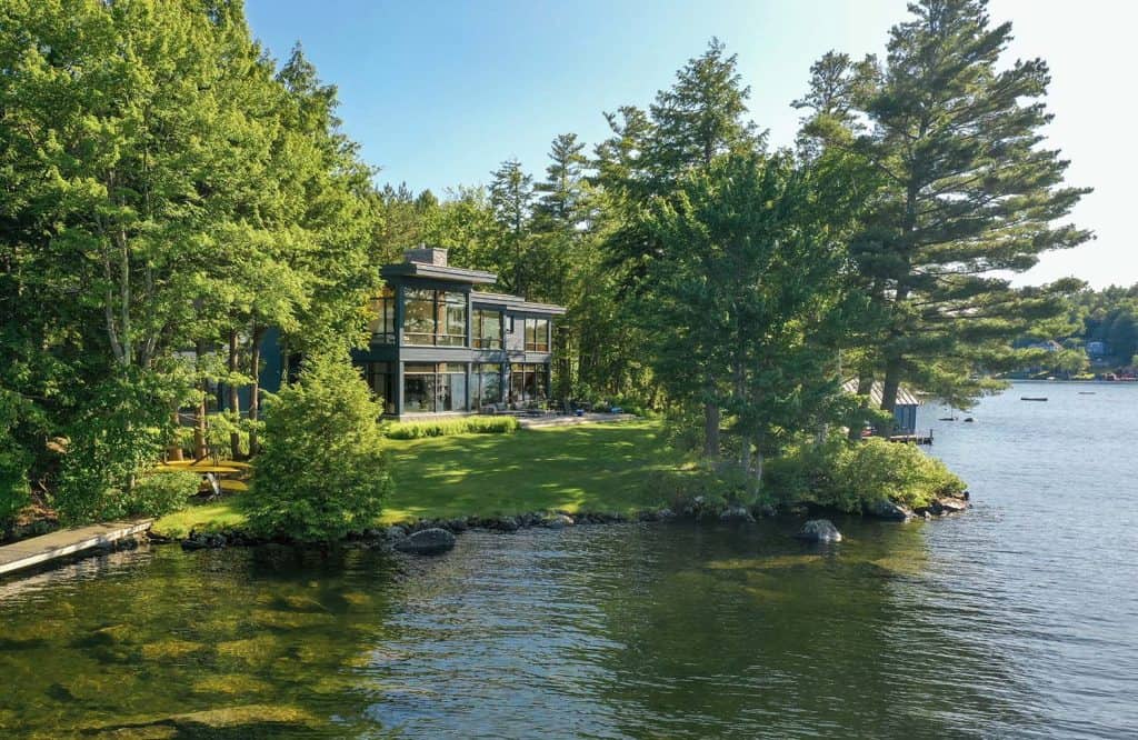 This extraordinary New Hampshire lake house is all about the serene views