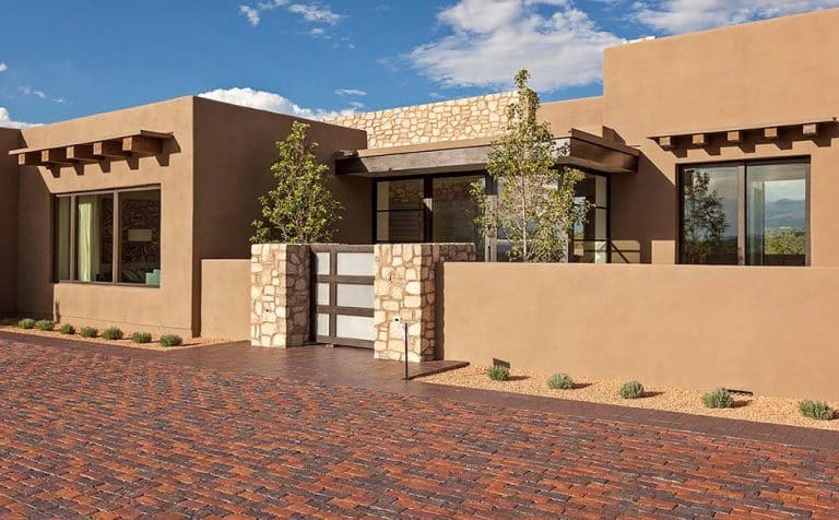 Santa Fe style home has marvelous views of the Sangre de Cristo Mountains