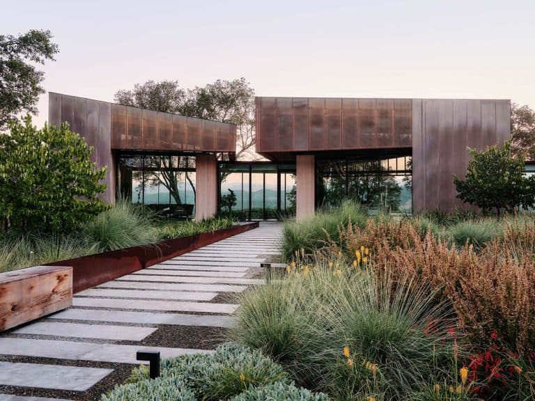 Three copper clad pavilions define this dramatic house in Sonoma Valley
