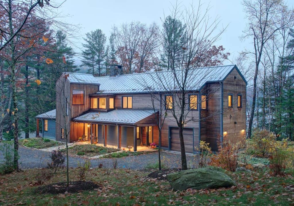 A modern and rustic lakeside retreat designed for relaxation in the ...