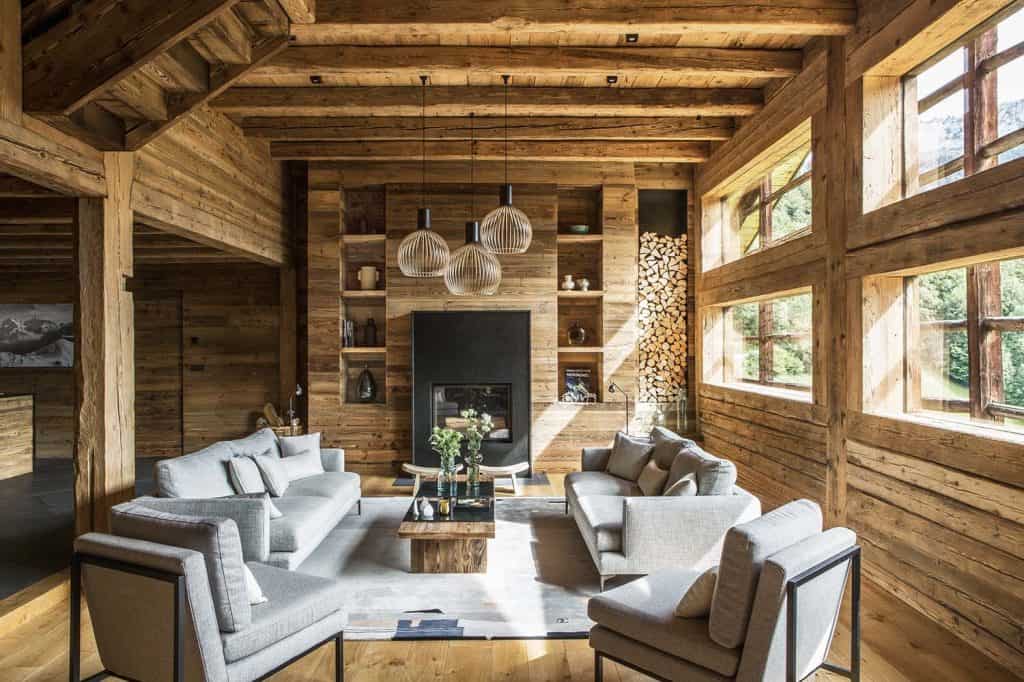 Warm and cozy rustic chalet in the snowy mountains of the French Alps