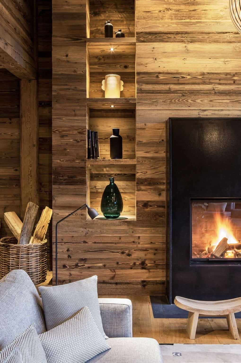 Warm and cozy rustic chalet in the snowy mountains of the French Alps
