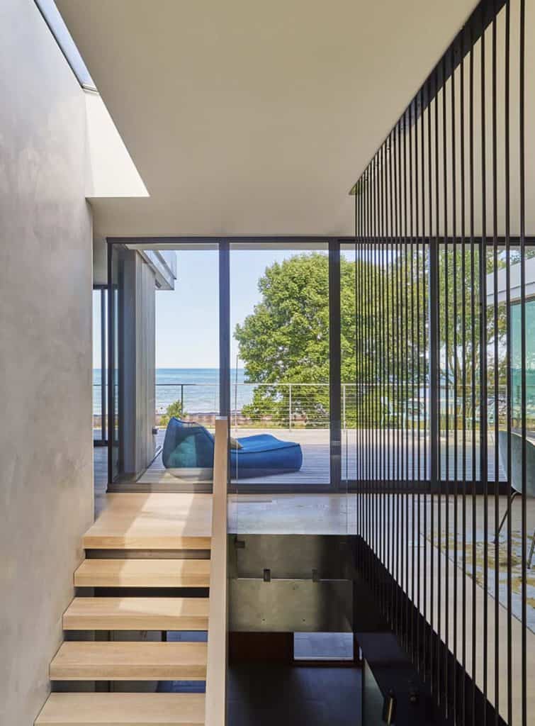 Modern lakeshore house with phenomenal waterfront views of Lake Michigan