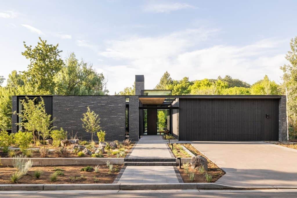 Inside a modern nature focused house in Utah with a midcentury flair