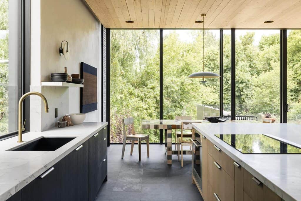 Inside a modern nature focused house in Utah with a midcentury flair
